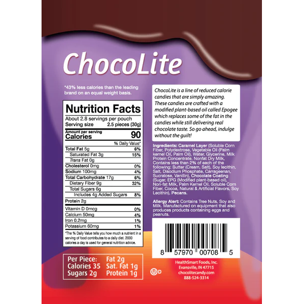 HealthSmart - ChocoLite - Caramel Pecan Clusters (7 Pieces Pouch) - 84 ...