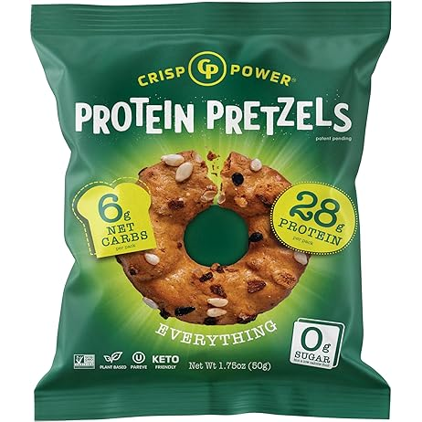 Crisp Power High Protein Pretzel Crisps - Everything - 50g - Low Carb ...