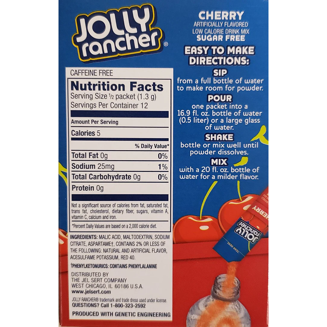 Jolly Rancher Zero Sugar Singles-to-Go - Cherry - 6 sticks - Low Carb ...