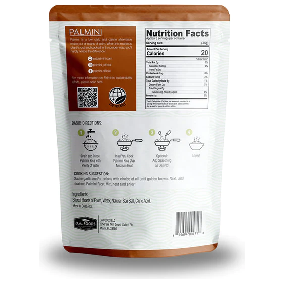 Palmini - Hearts of Palm Pasta Pouch - Rice - 12 oz - Low Carb Canada