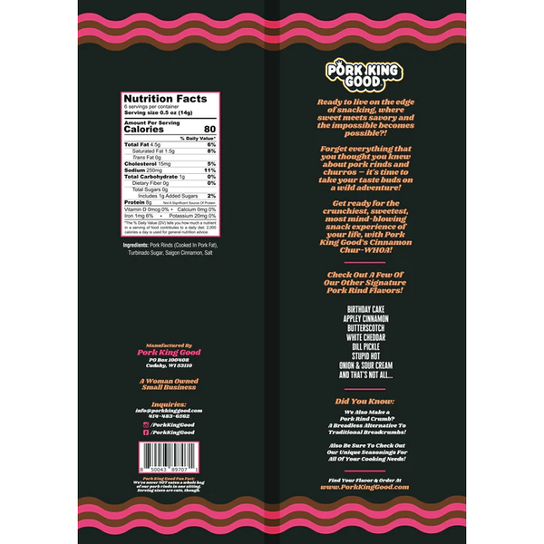 Pork King Good - Dessert Pork Rinds - Cinnamon ChurWhoa - 3 oz bag ...