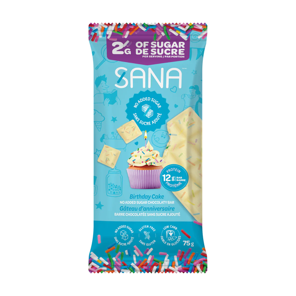 Sana - Chocolaty Bar - Birthday Cake - 75g - Low Carb Canada