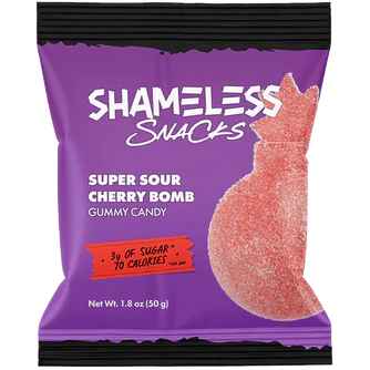 Shameless Snacks - Gummy Candy - Super Sour Cherry Bomb - 50g - Low ...