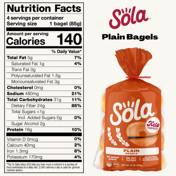 Sola - Keto Friendly Bread - Plain - 12 oz bag - Low Carb Canada