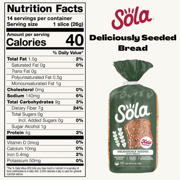 Sola - Keto Friendly Bread - Everything - 12 oz bag - Low Carb Canada