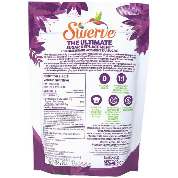 Swerve - Le remplacement ultime du sucre - Sucre glace - 12 oz - Low ...