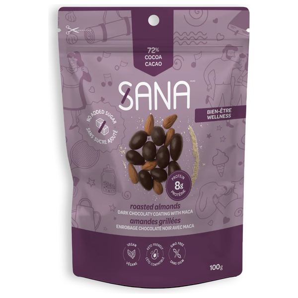 Sana - Chocolate Snacks - Dark chocolate style covered almonds with Ma ...