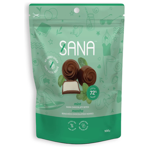 Sana - Chocolaty bites - Dark Chocolate Mint - 100g - Low Carb Canada